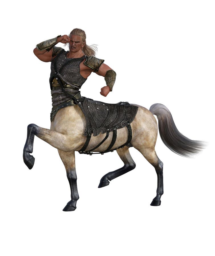 3D Illustration of a Centaur with Axe and Armor Ready for Battle Stock ...
