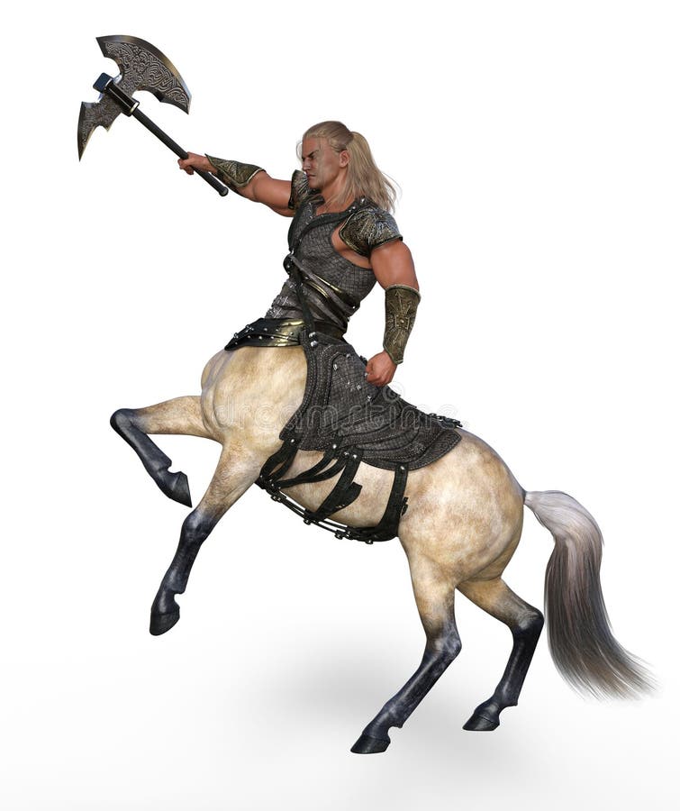 3D Illustration of Centaur with Axe and Armor Stock Illustration ...