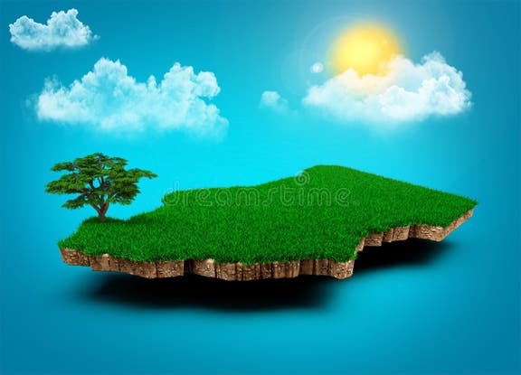 3d Illustration of Chad Map in the Clouds with a Tree on it Isolated on ...