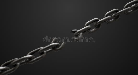 3d Illustration of Chain with Broken Weak Link on a Gray Background ...