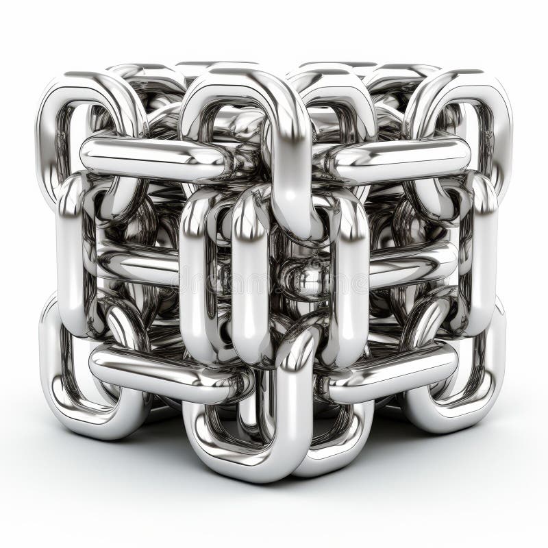 3D Illustration of a Chainlink Cube on a White Background, Ai Generated ...