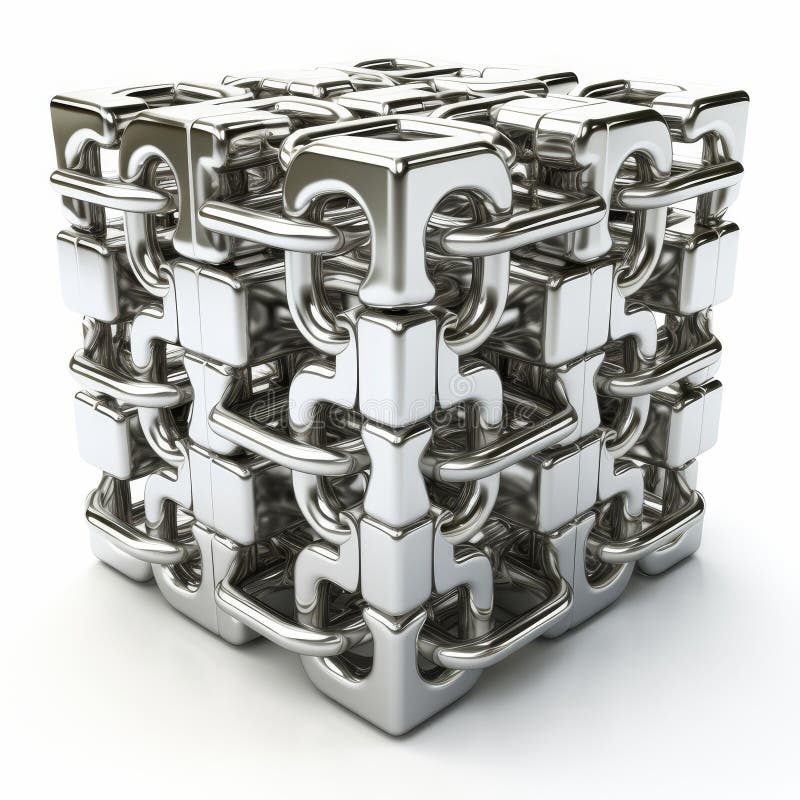 3D Illustration of a Chainlink Cube on a White Background, Ai Generated ...