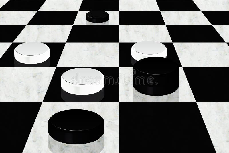 3D Illustration with Checkerboard and Checkers Stock Illustration ...