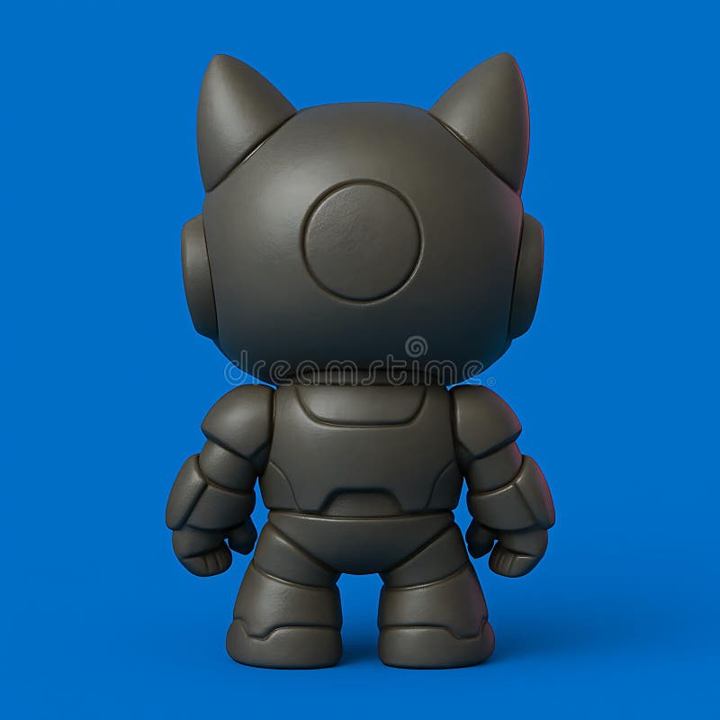 3D Illustration of Chibi Robot Character in Back View Stock ...