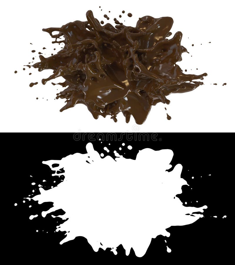 3D Illustration of a Chocolate Splash with Alpha Layer Stock ...