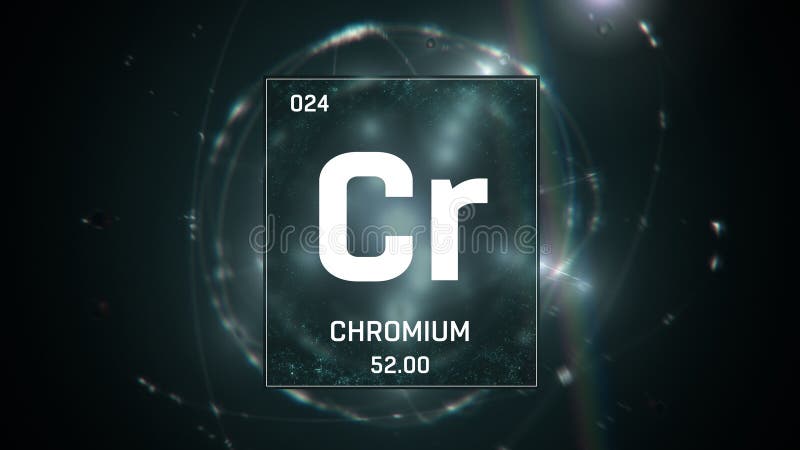 Chromium As Element 24 of the Periodic Table 3D Illustration on Green ...