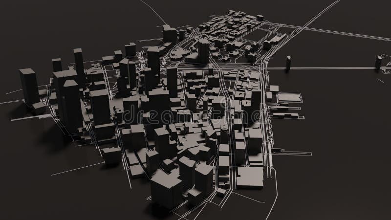 City Center 3d Rendering . Architectural Landscape Stock Illustration ...