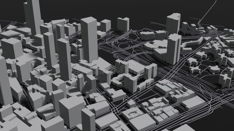 City Center 3d Rendering . Architectural Landscape Stock Illustration ...