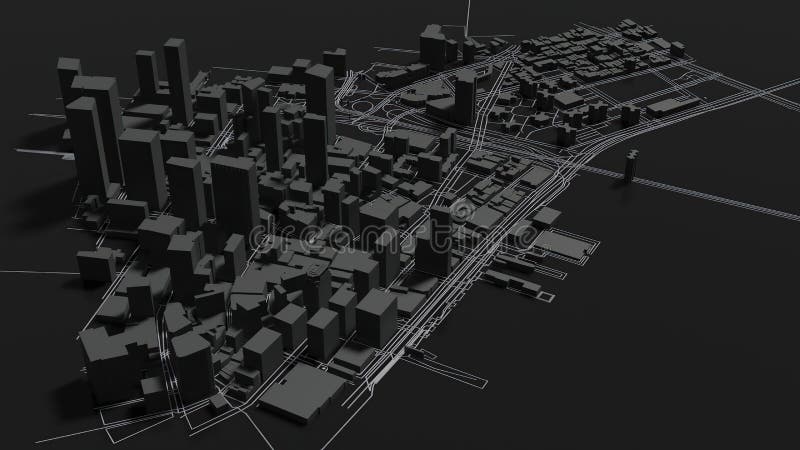 City Center 3d Rendering . Architectural Landscape Stock Illustration ...