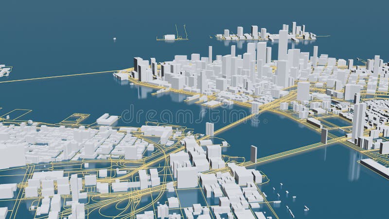 Illustration - City Center 3d Rendering . Architectural Landscape Stock ...