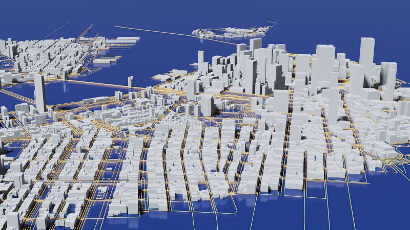 Illustration - City Center 3d Rendering . Architectural Landscape Stock ...