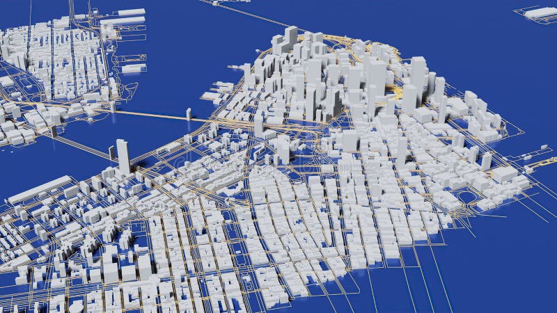 Illustration - City Center 3d Rendering . Architectural Landscape Stock ...