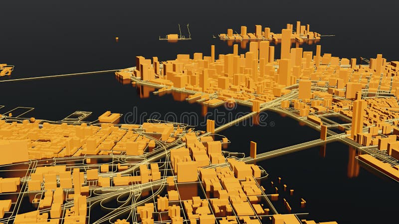 Illustration - City Center 3d Rendering . Architectural Landscape Stock ...