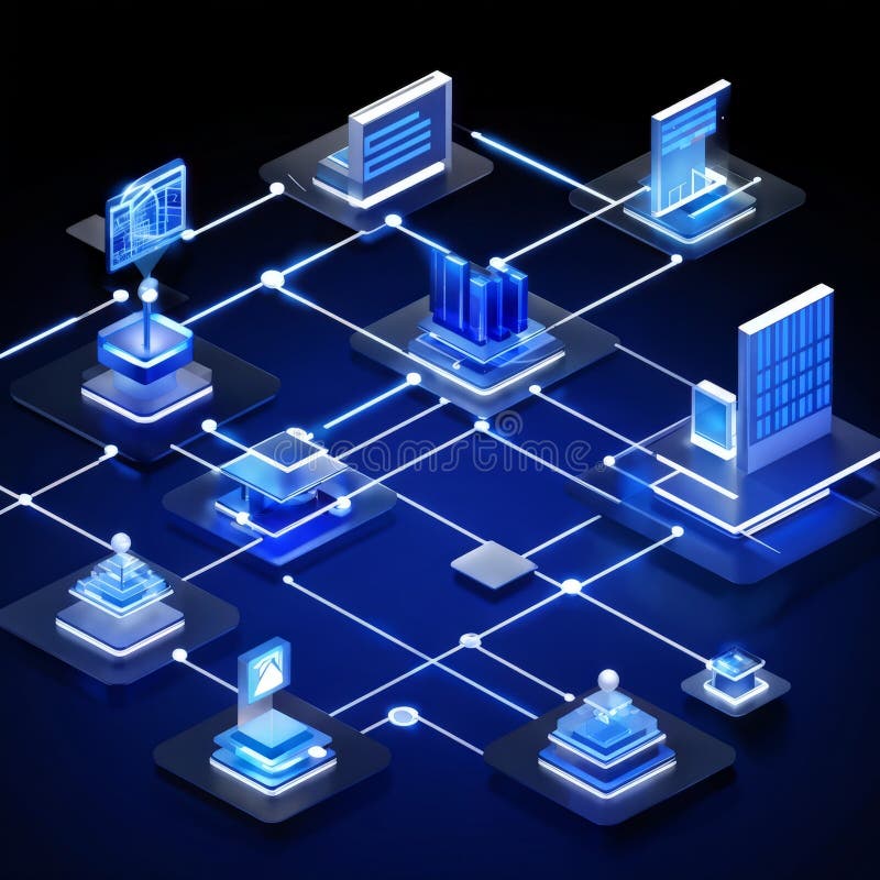 3d Illustration of City Network Connection with Lines, Concept Technology, Communication ...