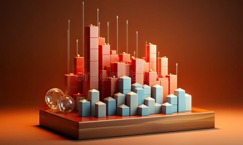 3d Illustration of a Cityscape Made of Blocks with a Warm Color Palette ...
