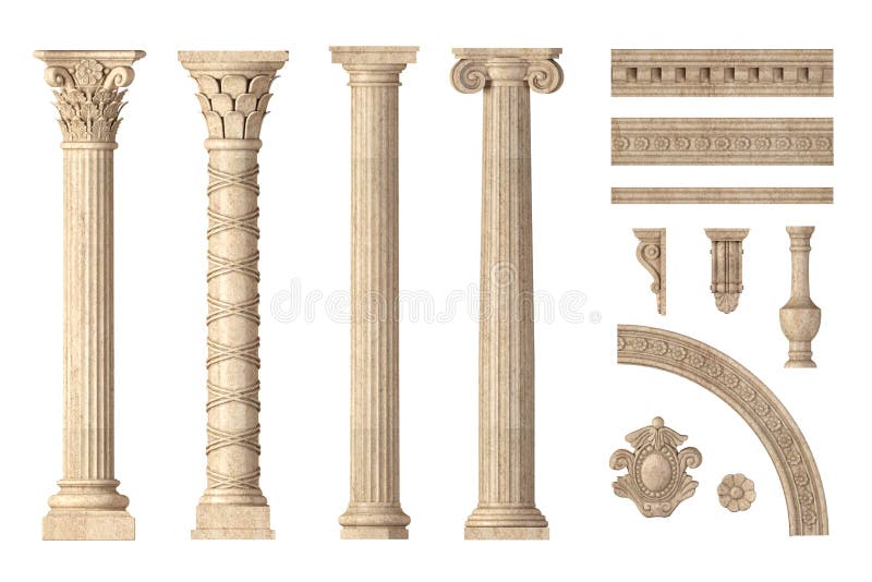 Classic Antique Marble Columns Set Stock Illustration - Illustration of ...