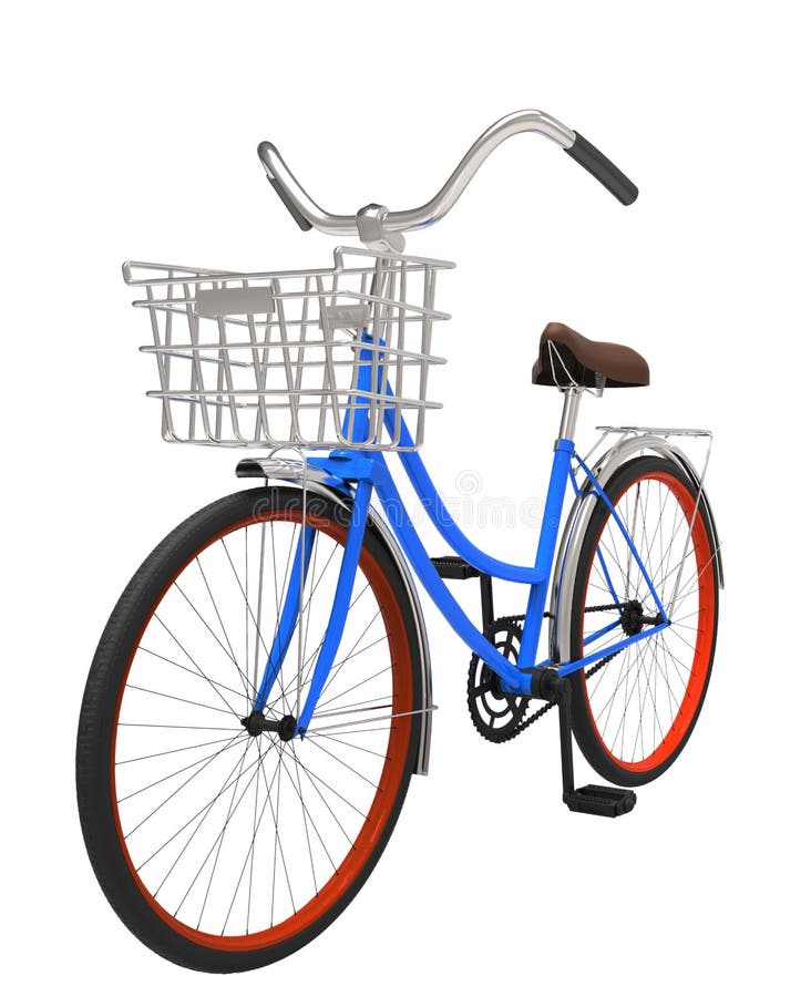3d Illustration Classic Blue Bicycle with Basket Stock Illustration ...