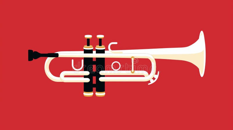 2D Illustration of a Classical or Jazz Trumpet with Basic Shapes on a ...