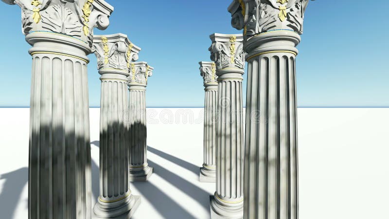 Classical White Greek Style Columns Stock Illustration - Illustration ...