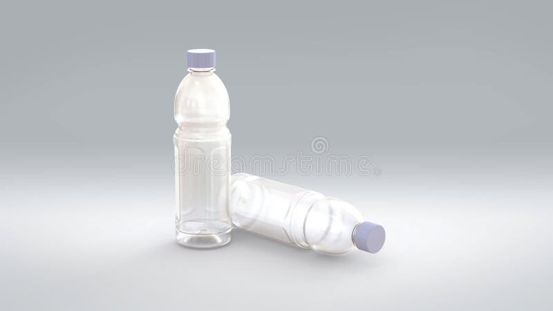 3D Illustration of Clear Plastic Bottles Stock Illustration ...
