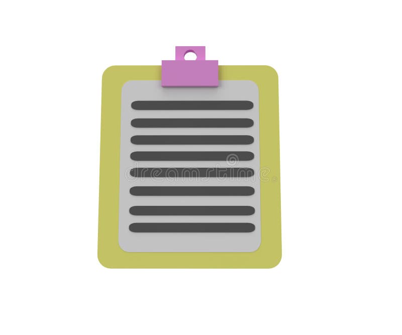 3d Illustration Clipboard with Sheets of Paper, Document Icon, Notes ...