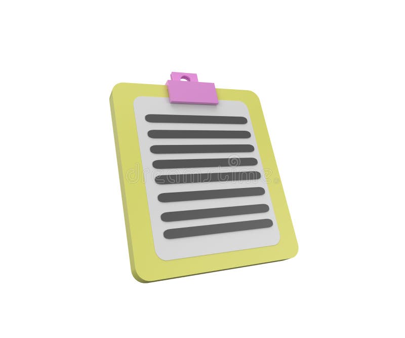 3d Illustration Clipboard with Sheets of Paper, Document Icon, Notes ...