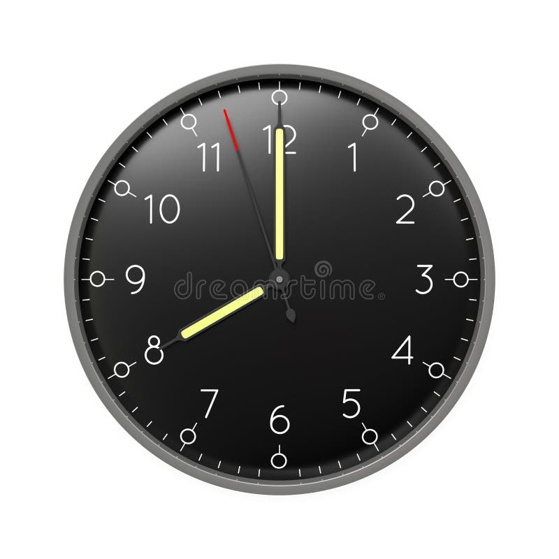 A clock shows 8 o clock stock illustration. Illustration of black ...