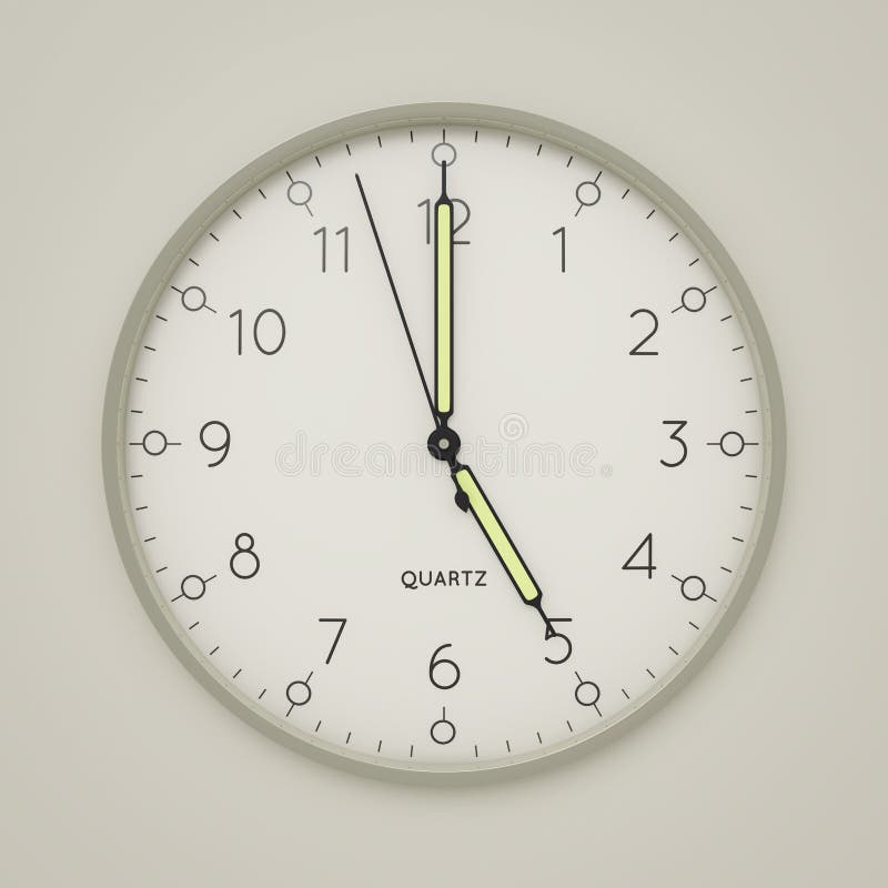 Office clock 5 o clock stock illustration. Illustration of object - 2332269