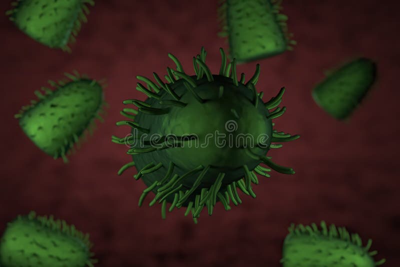3d Illustration, Close Up of Microscope Rabies Virus Stock Illustration ...