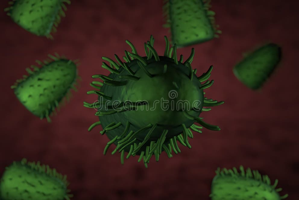 3d Illustration, Close Up of Microscope Rabies Virus Stock Illustration ...
