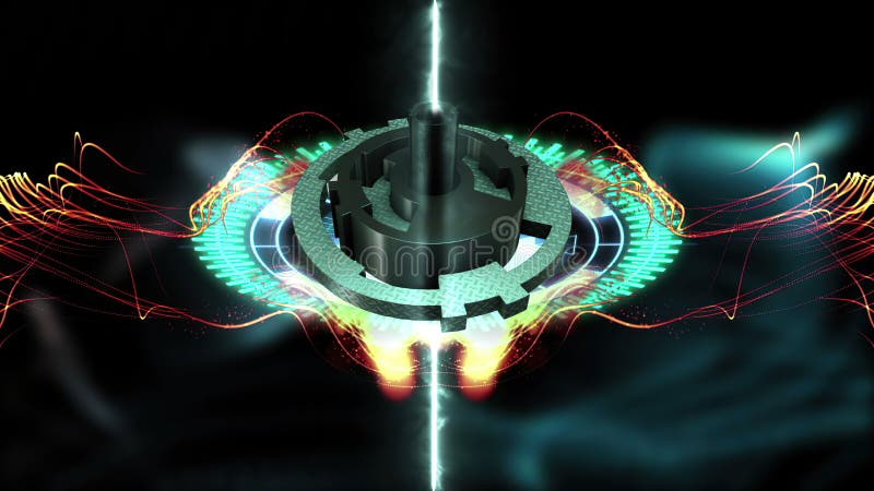 Close Up of Rotating Hi Tech Gear with Laser Beam Stock Illustration ...