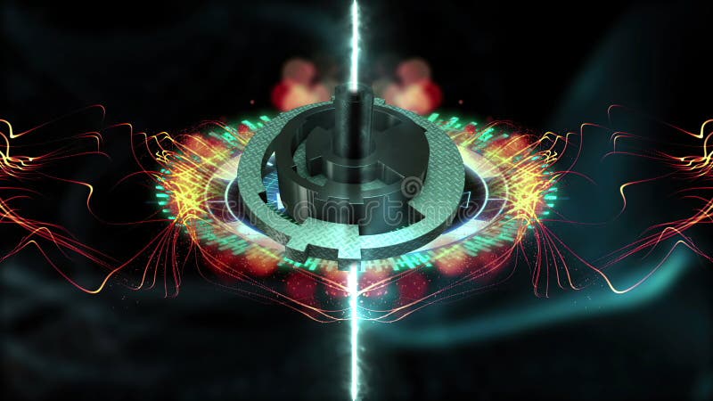 Close Up of Rotating Hi Tech Gear with Laser Beam Stock Illustration ...