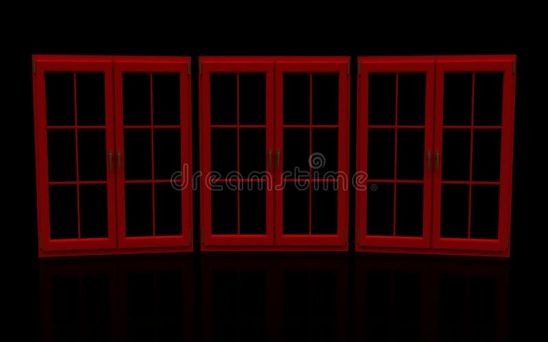 3d Illustration of Closed Red Plastic Windows Stock Illustration ...