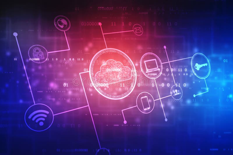 2d Illustration of Cloud Computing, Cloud Computing and Big Data Concept Stock Illustration ...