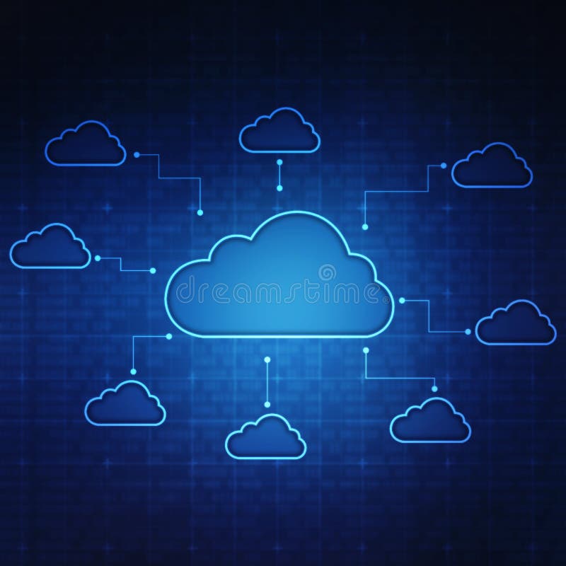 2d Illustration of Cloud Computing, Digital Cloud Computing Concept Background. Stock ...