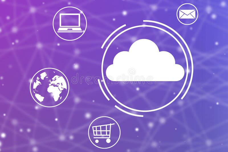 2d Illustration of Cloud Computing, Digital Cloud Computing Concept ...