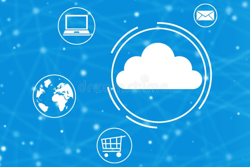 2d Illustration of Cloud Computing, Digital Cloud Computing Concept Background. Stock ...