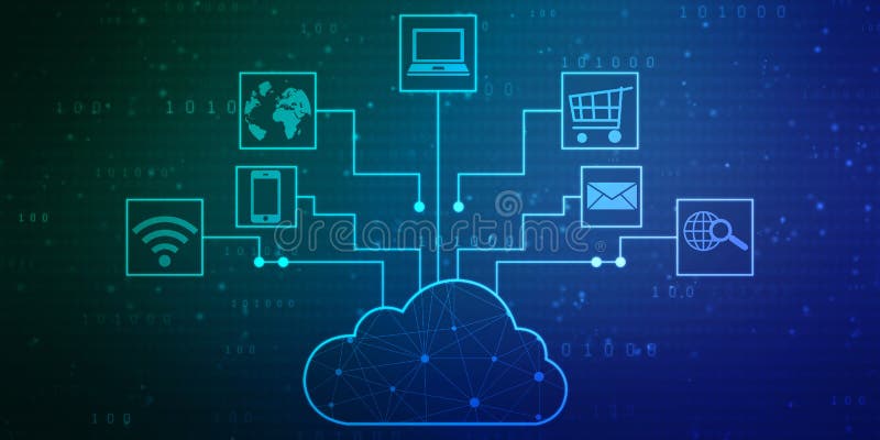2d Illustration Of Cloud Computing Digital Cloud Computing Concept