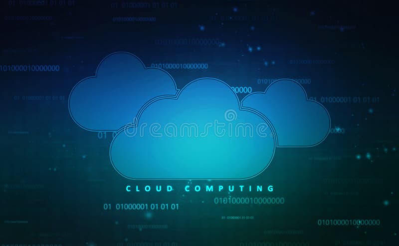 2d Illustration of Cloud Computing, Digital Cloud Computing Concept Background. Stock ...