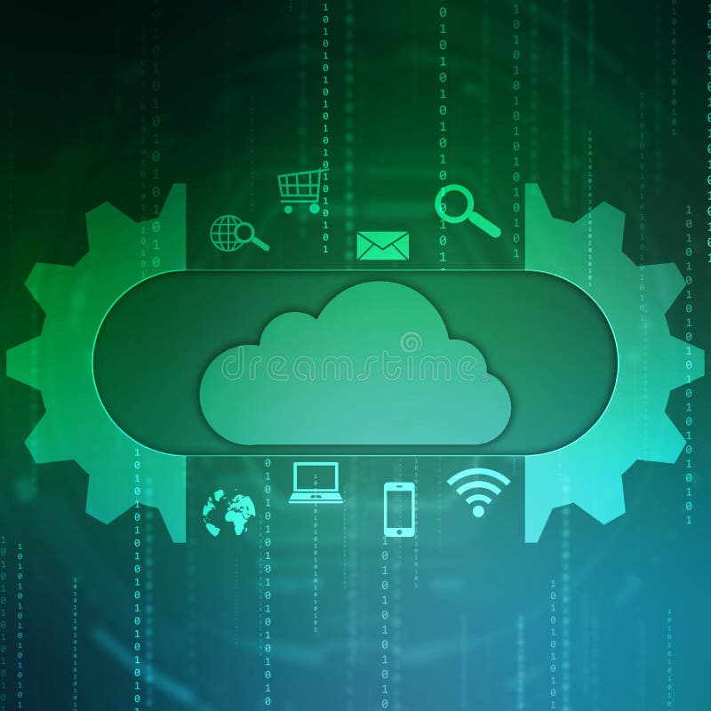 2d Illustration of Cloud Computing, Digital Cloud Computing Concept ...
