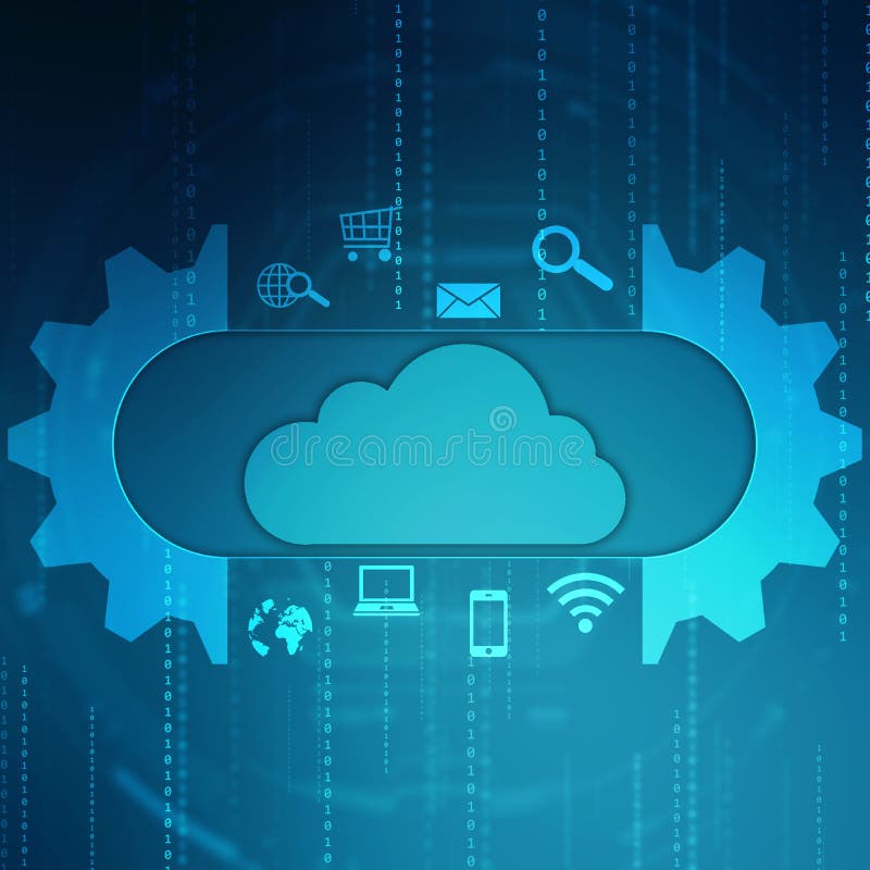 2d Illustration of Cloud Computing, Digital Cloud Computing Concept Background. Stock ...