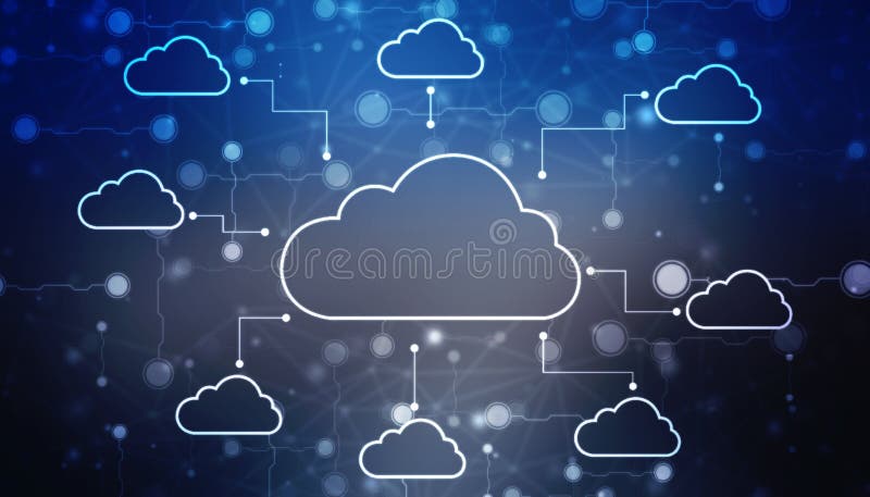 2d Illustration of Cloud Computing, Digital Cloud Computing Concept ...