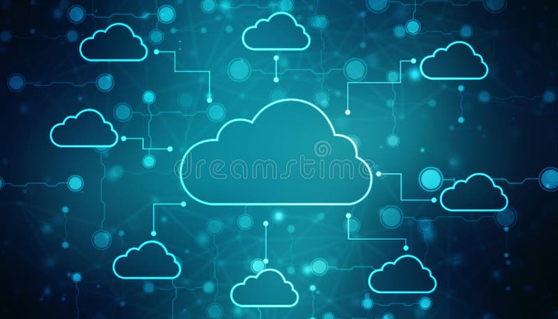 2d Illustration of Cloud Computing, Digital Cloud Computing Concept ...