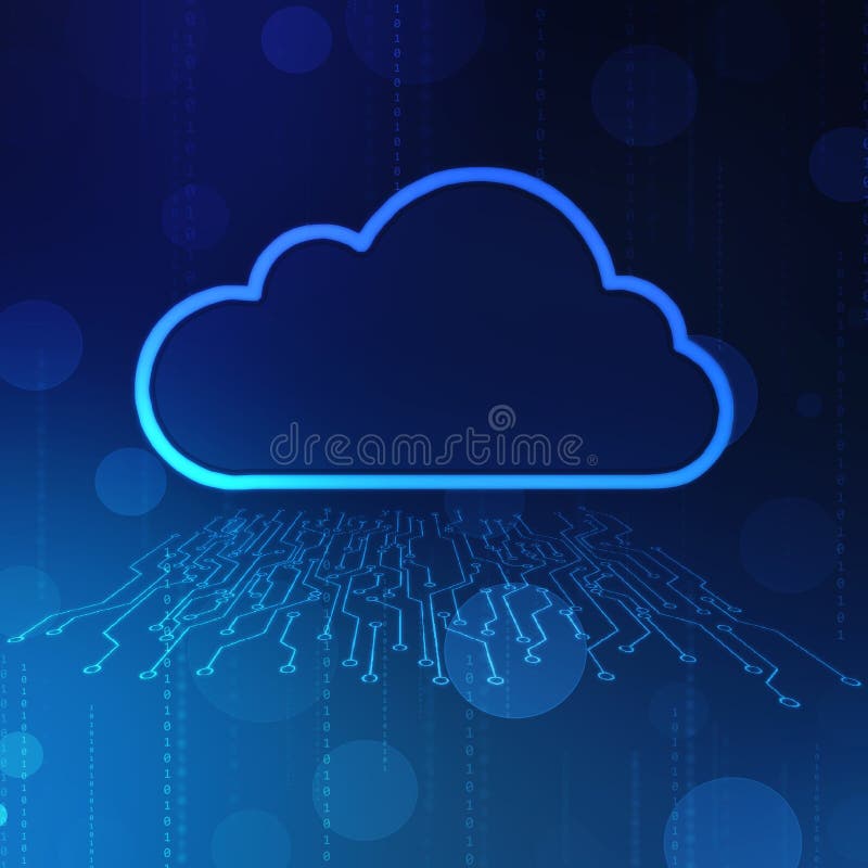 2d Illustration of Cloud Computing, Digital Cloud Computing Concept ...