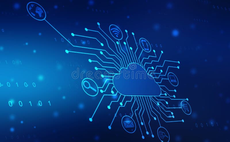 Digital Cloud Computing Concept Background.internet Data Storage, Database and Data Server ...