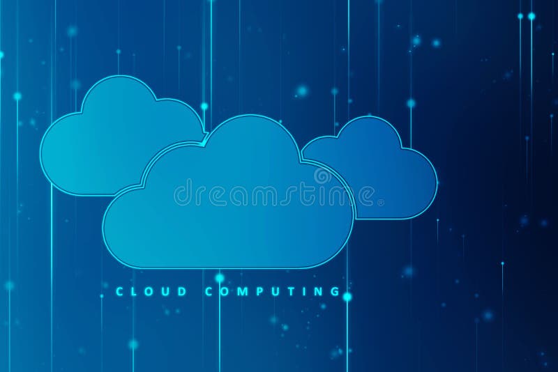 2d Illustration of Cloud Computing, Digital Cloud Computing Concept Background. Stock ...