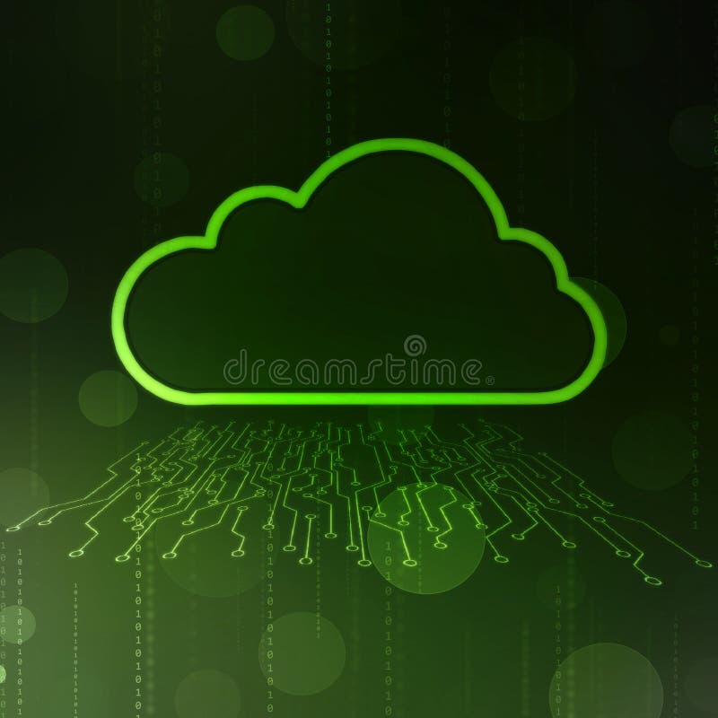 2d Illustration of Cloud Computing, Digital Cloud Computing Concept ...