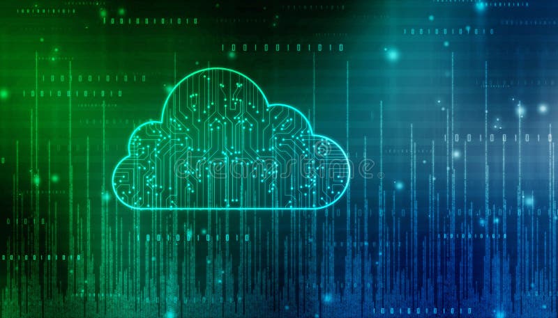 2d Illustration of Cloud Computing, Digital Cloud Computing Concept ...