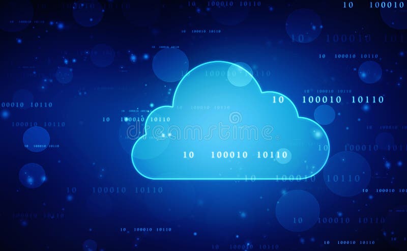 2d Illustration of Cloud Computing, Digital Cloud Computing Concept Background. Stock ...