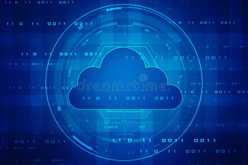 2d Illustration of Cloud Computing, Digital Cloud Computing Concept Background. Stock ...